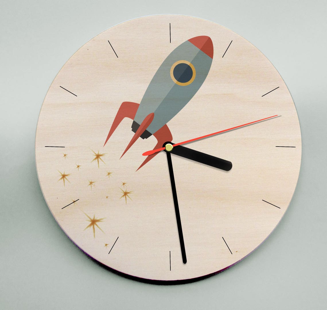 Wooden Personalised Child's Clock Space Rocket With | Etsy