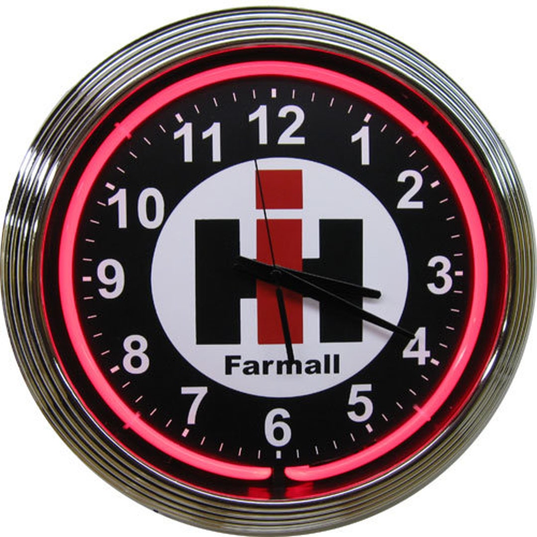 IH Farmall Logo Black Face Red Neon 15 Inch Wall Clock - Etsy