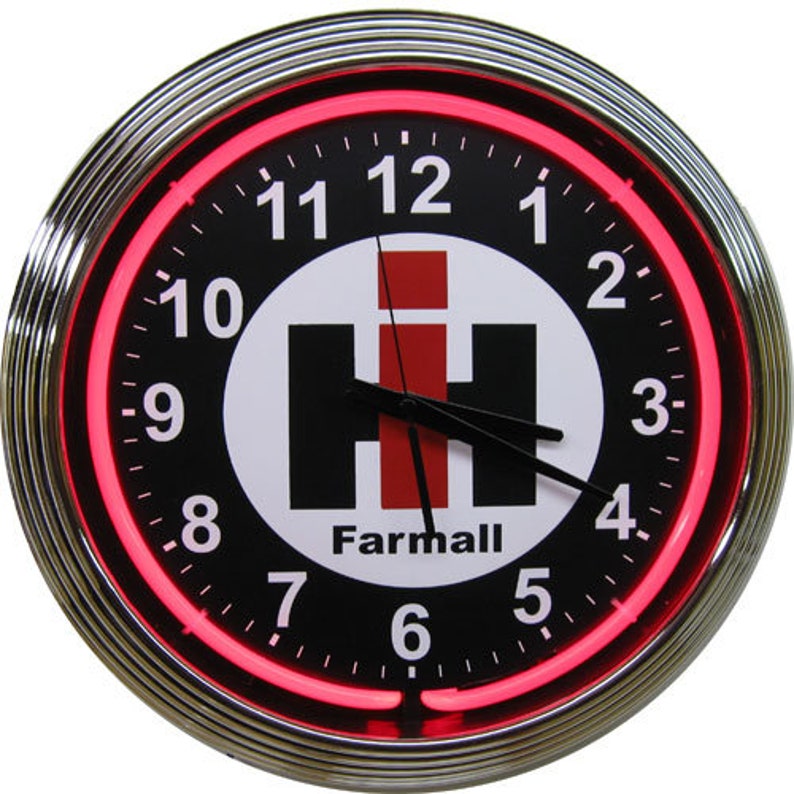 IH Farmall Logo Black Face Red Neon 15 Inch Wall Clock - Etsy