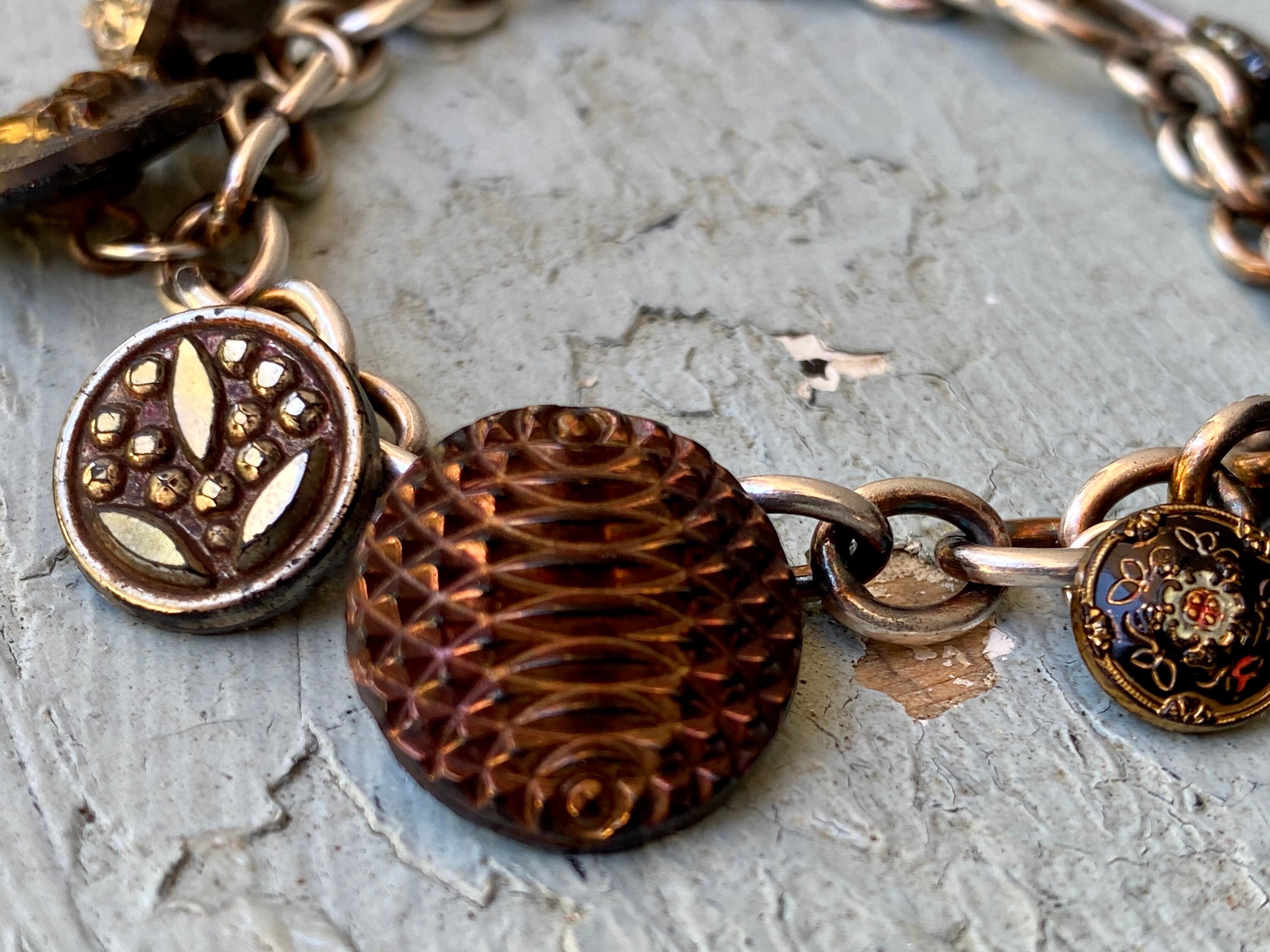 Antique Black Glass Button Bracelet With Oxidized Silver - Etsy