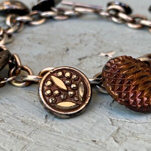 Antique Black Glass Button Bracelet With Oxidized Silver - Etsy