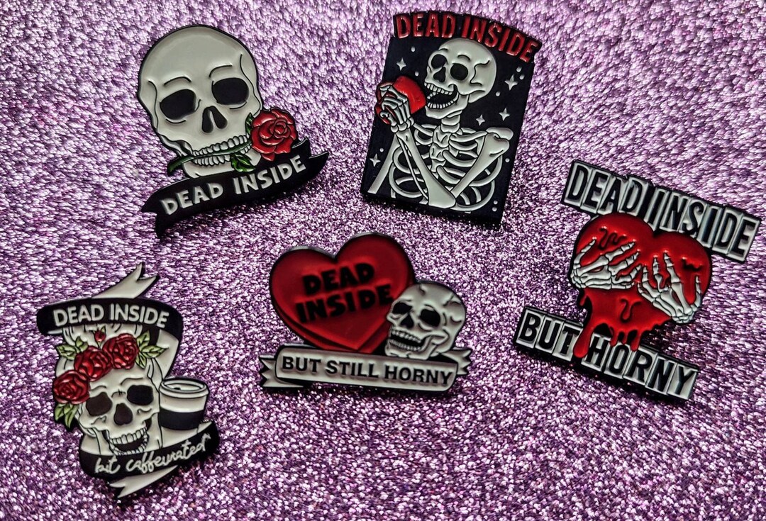 Skull Skeleton Dead Inside Pin Christmas alternative - Etsy