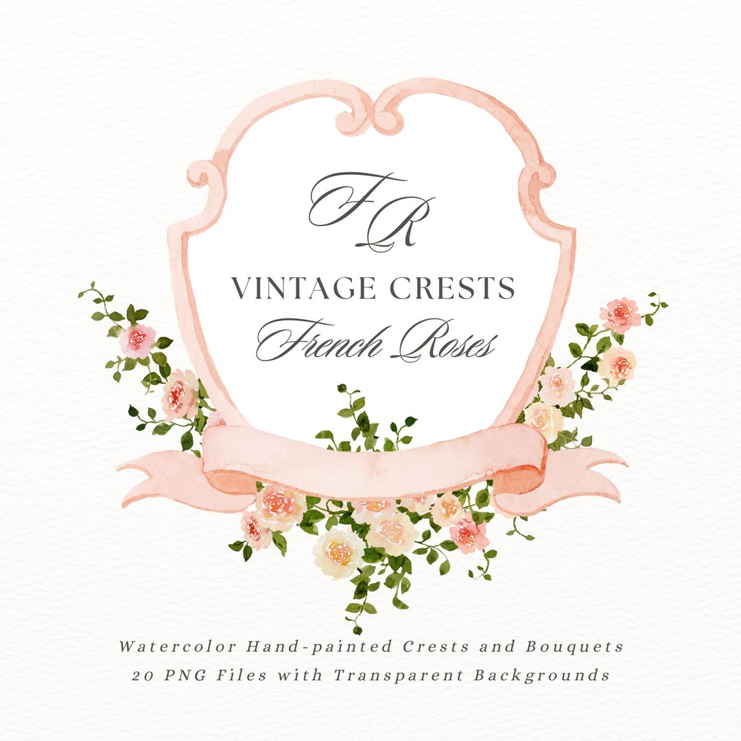 Crests and Monograms With Roses Clipart. Baroque Wedding Invitation ...