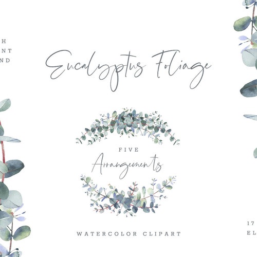 Greenery Wreaths Watercolor Clipart Green Foliage Leaves - Etsy