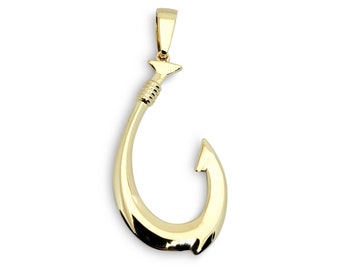 Gold Fish Hook Pendant - Etsy