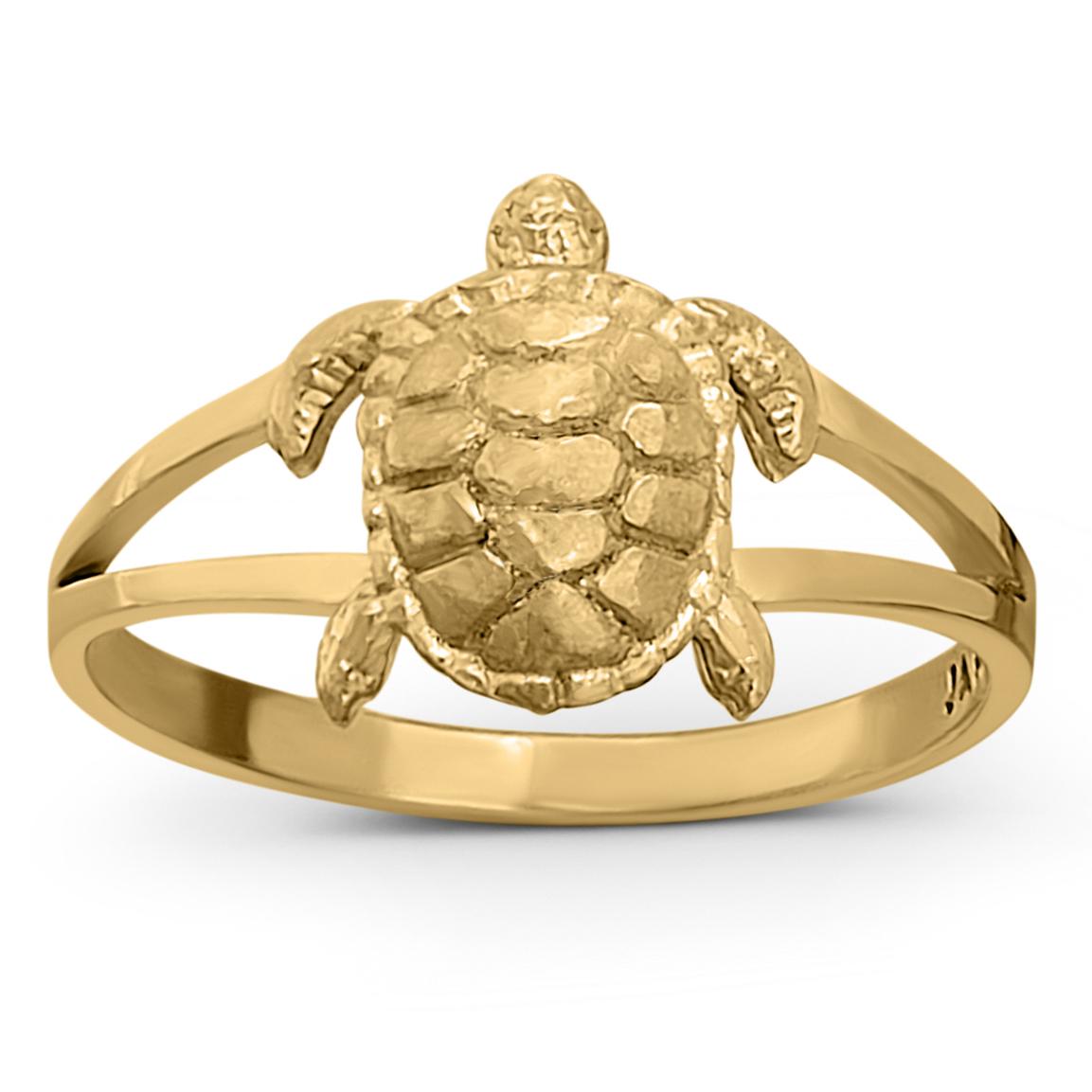 Solid 18K Yellow Gold Turtle Ring for Women, Cute Turtle Ring, Elegant ...