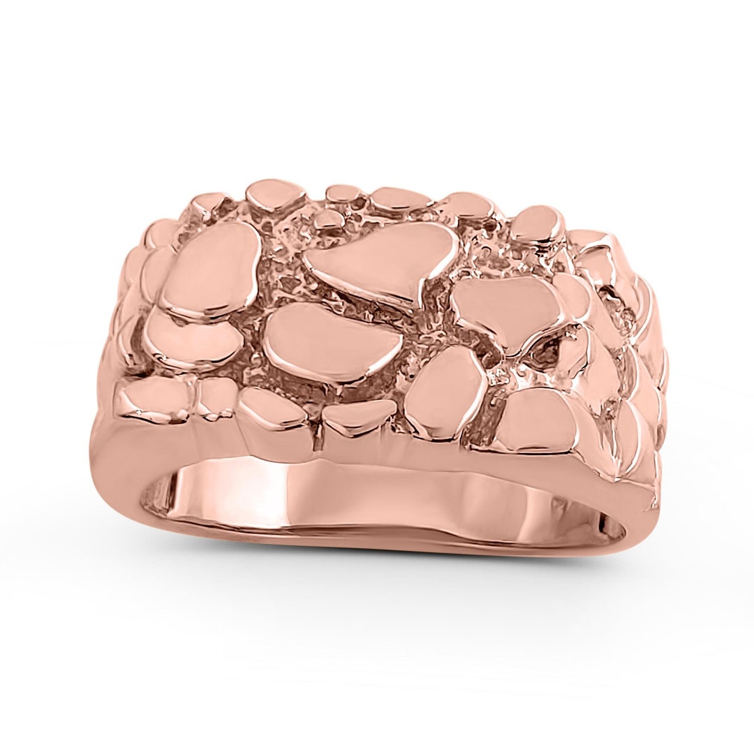 Solid 14K Rose Gold Nugget Ring Gold Nugget Jewelry, Size 5 - 15, 11mm ...