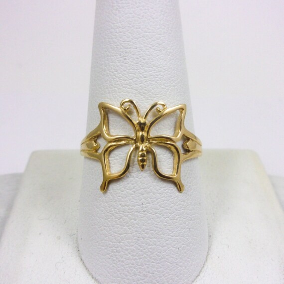 Solid 14K Yellow Gold Butterfly Ring Large Pierced Butterfly | Etsy