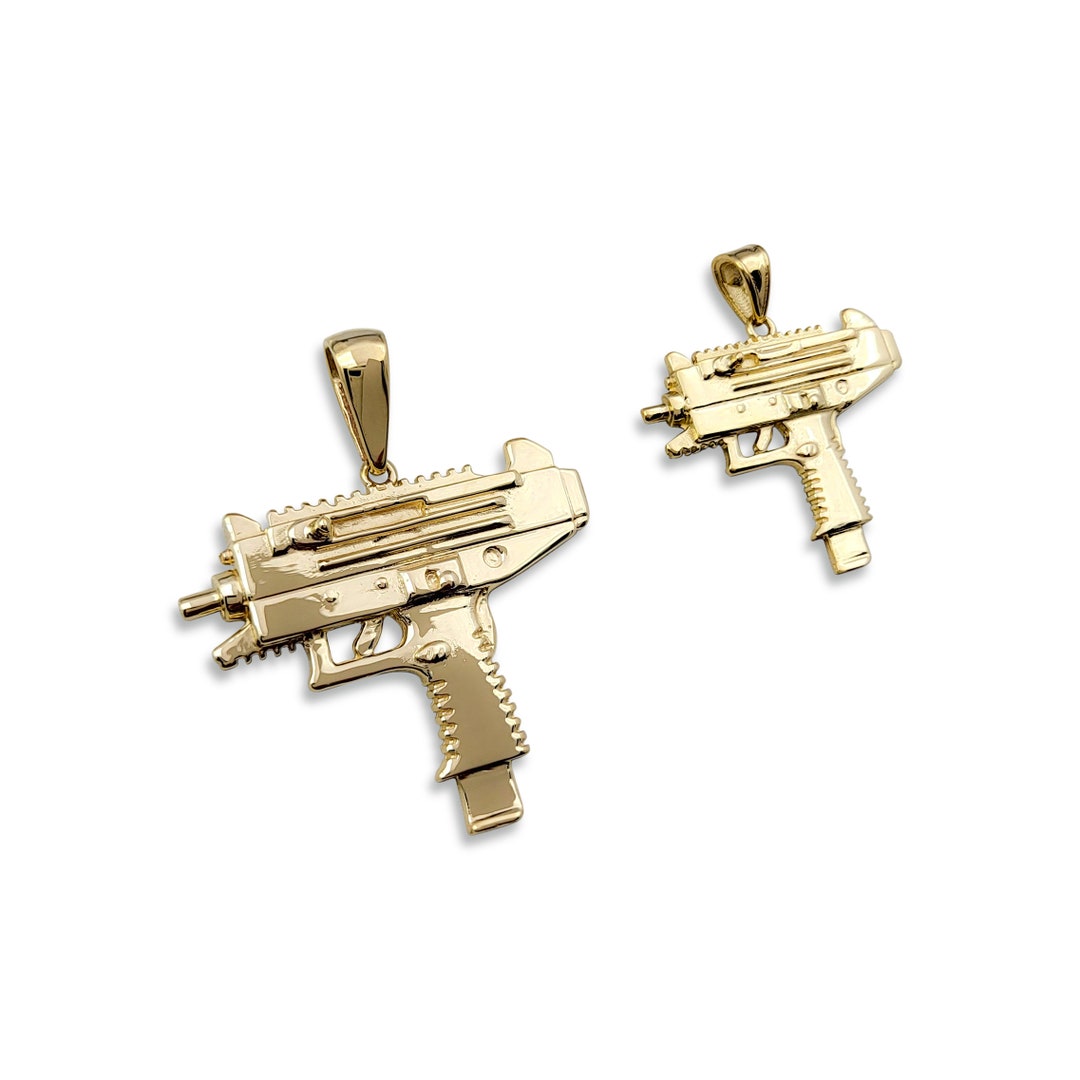 Solid 10K Yellow Gold Uzi Pendant Real Gold Gun Pendant - Etsy