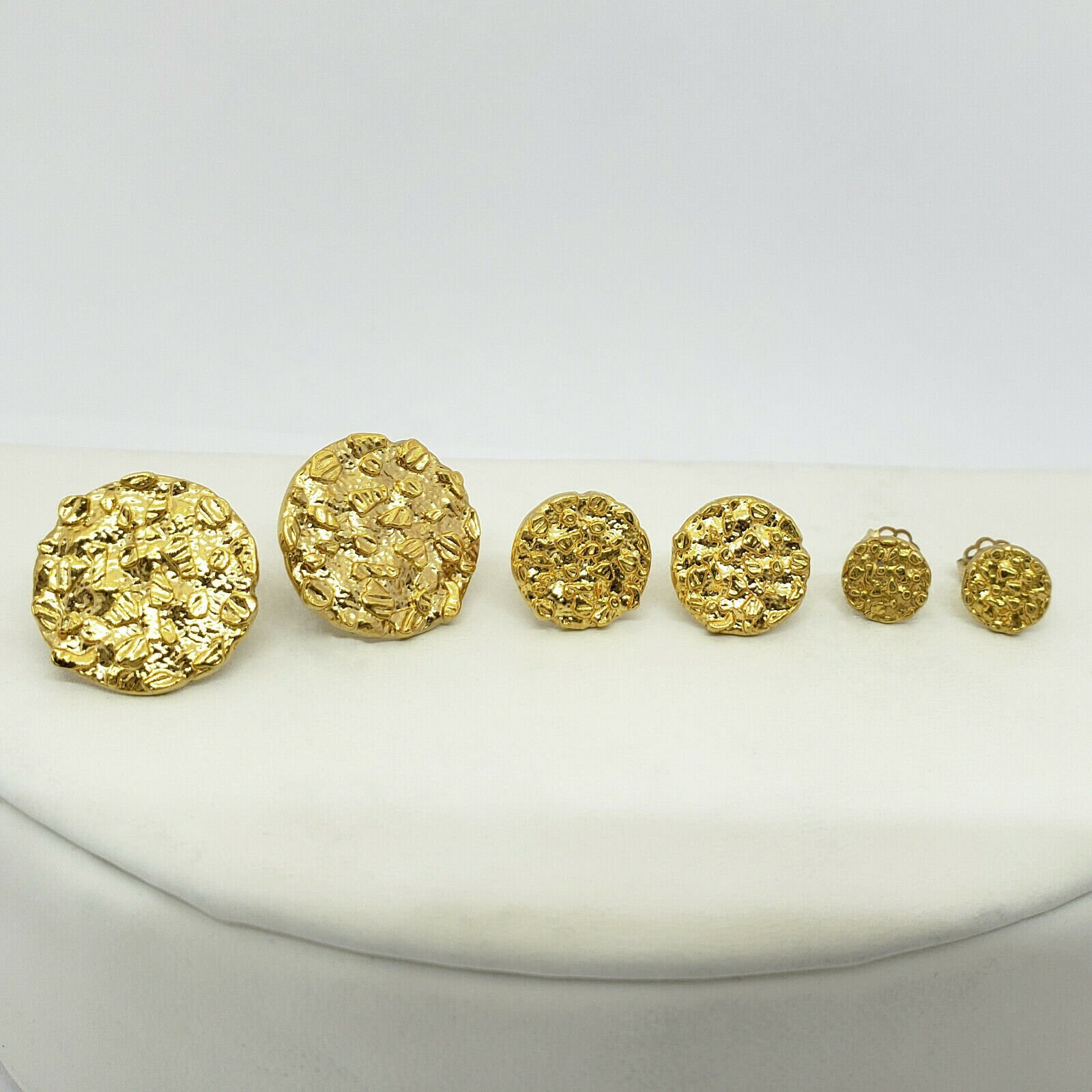 Solid 24K Yellow Gold Round Nugget Earrings All Sizes small - Etsy