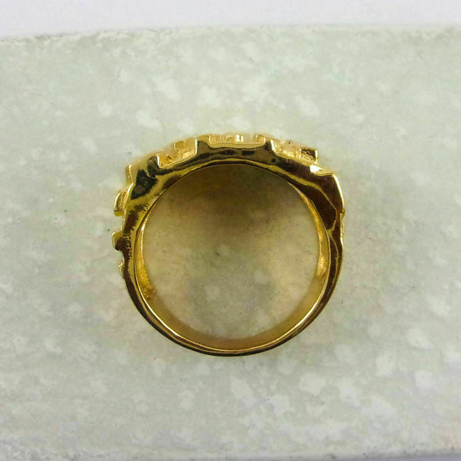 Solid 18K Yellow Gold Mens Nugget Ring Diamond Cut Heavy Wide | Etsy