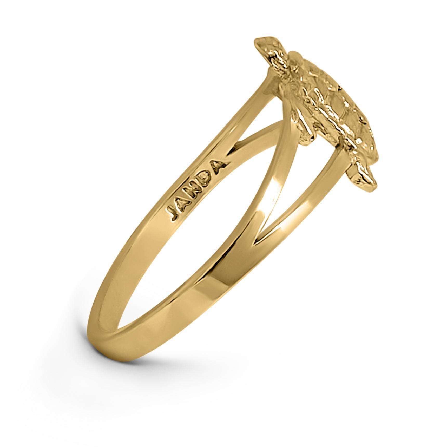 Solid 18K Yellow Gold Turtle Ring for Women, Cute Turtle Ring, Elegant ...
