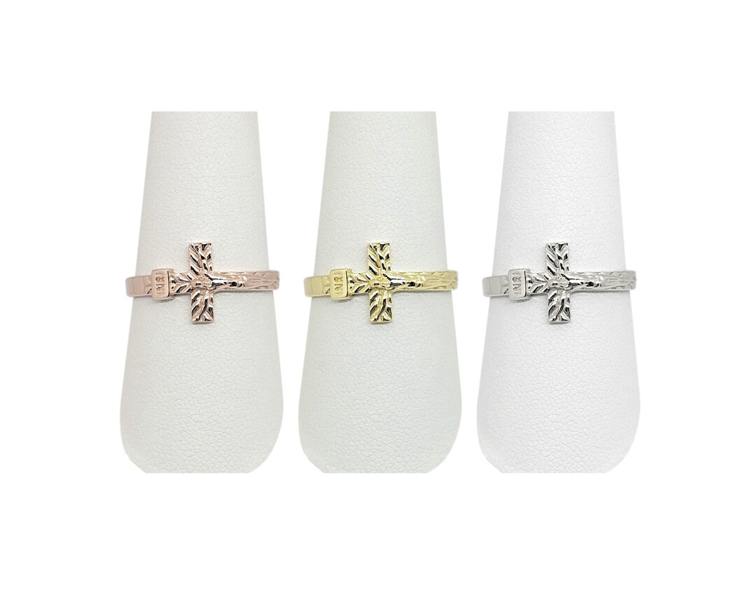Solid 18K Yellow White or Rose Gold Crucifix Ring INRI Jesus - Etsy