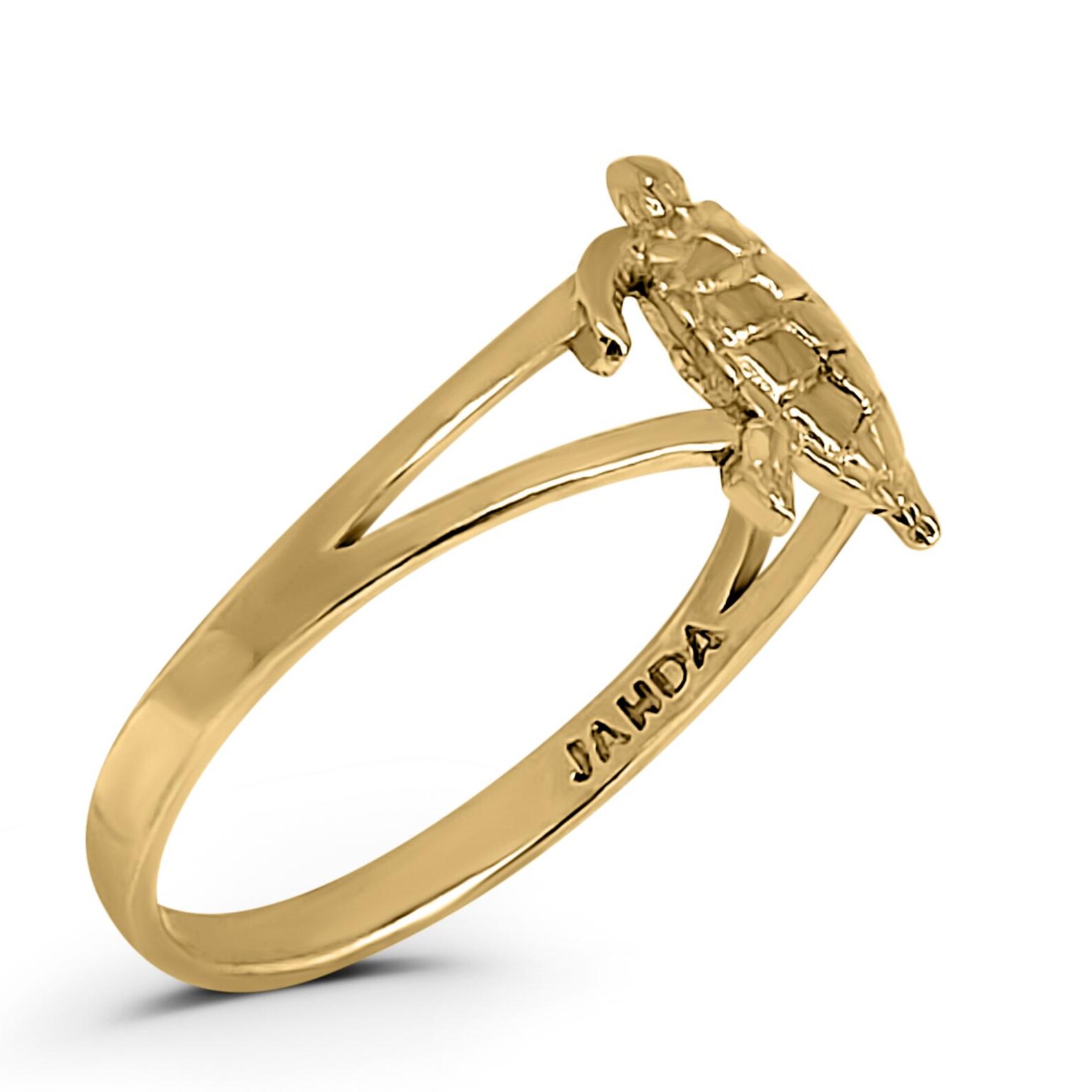Solid 18K Yellow Gold Turtle Ring for Women, Cute Turtle Ring, Elegant ...