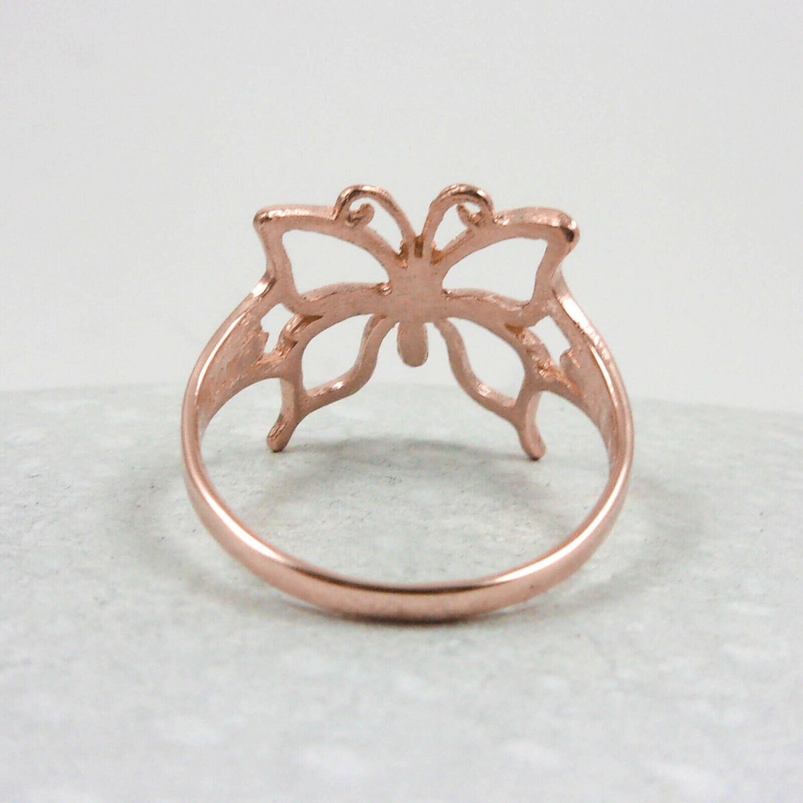 Solid 10K Rose Gold Butterfly Ring Large Pierced Butterfly - Etsy