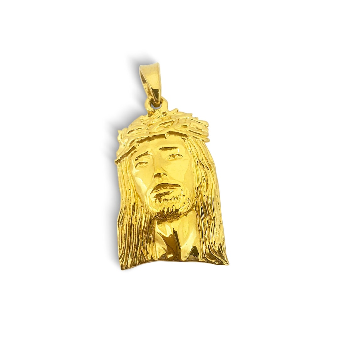 Solid 24K Yellow Gold Jesus Piece Gold Jesus Pendant 4.1g 1″ - Etsy