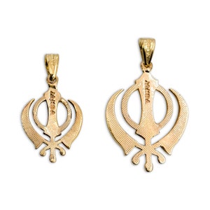 Real 18K Yellow Gold Sikh Khanda Pendant Crossed Swords, Gold Sikhism ...