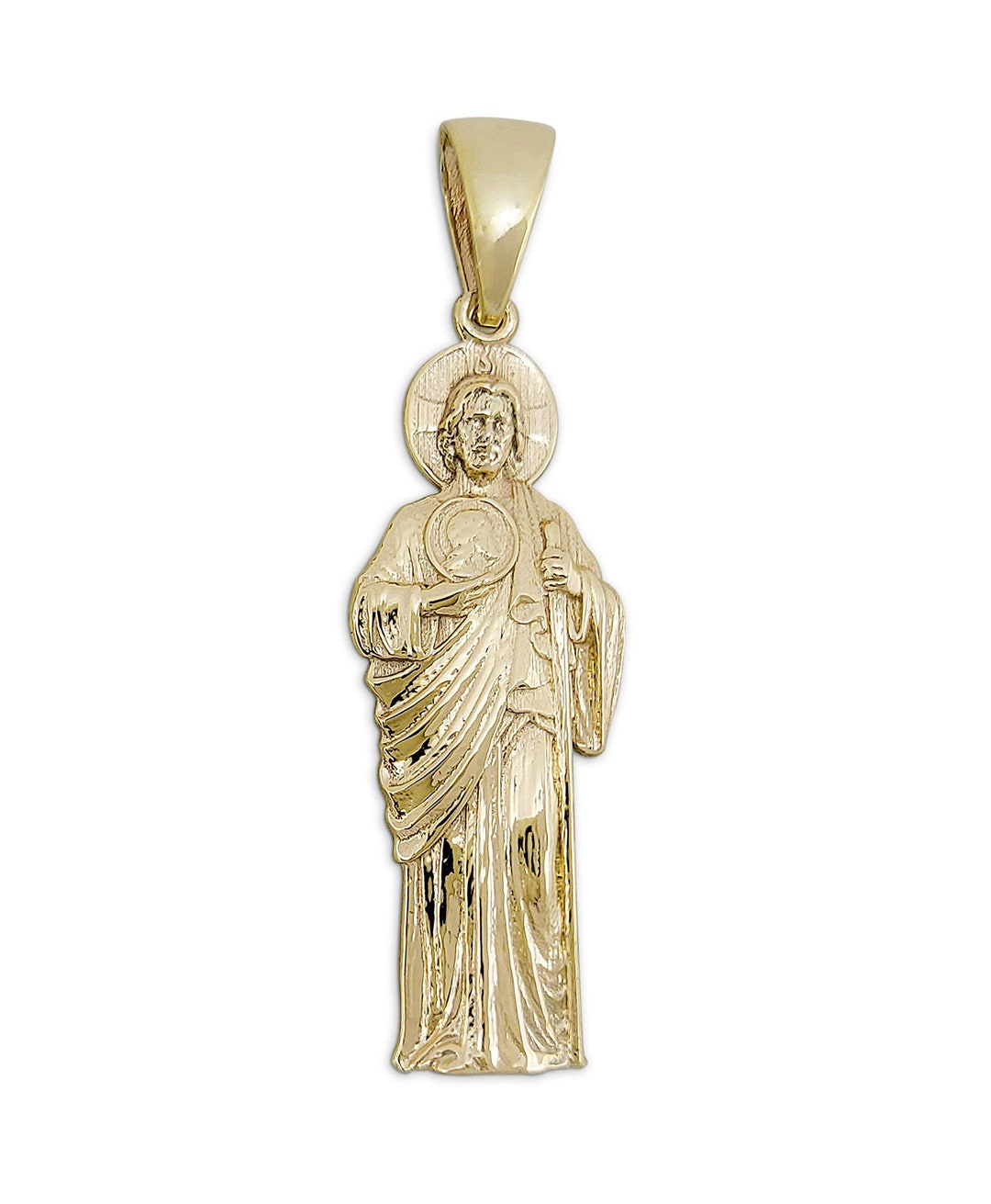 Real 14K Yellow Gold Saint Jude Thaddeus Pendant Patron Saint of Hope ...