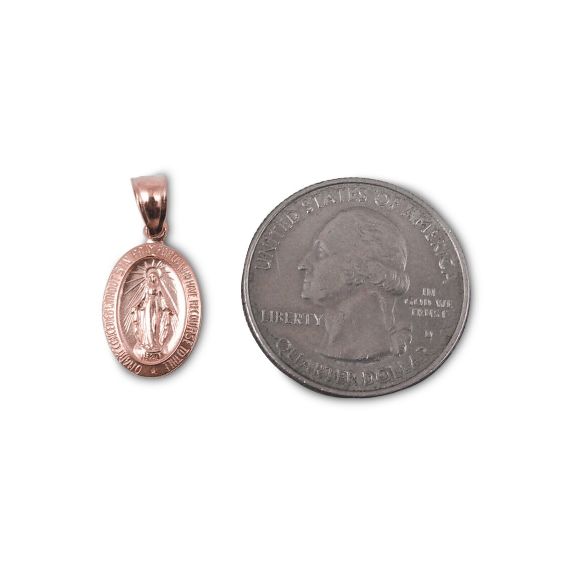Solid 18K Rose Gold Miraculous Medal Virgin Mary Pendant - Etsy