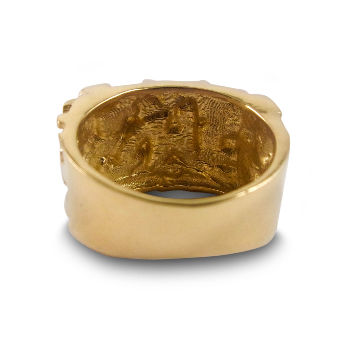 Solid 10K Yellow Gold Mens Nugget Ring Diamond Cut Heavy Wide - Etsy