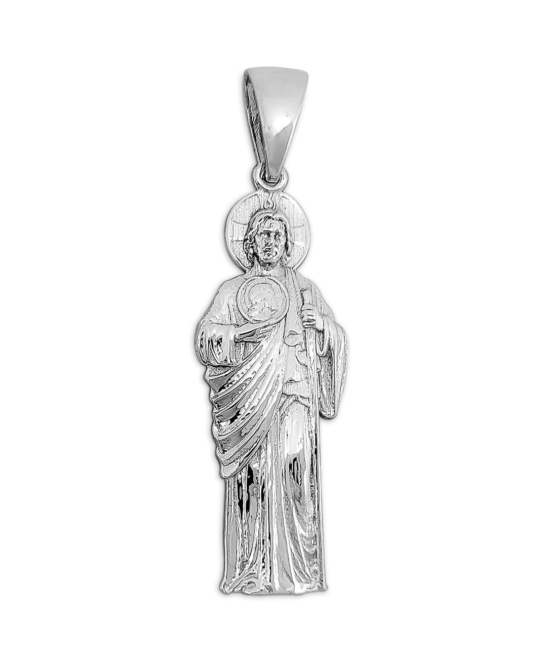 Real 18K White Gold Saint Jude Thaddeus Pendant Patron Saint of Hope ...