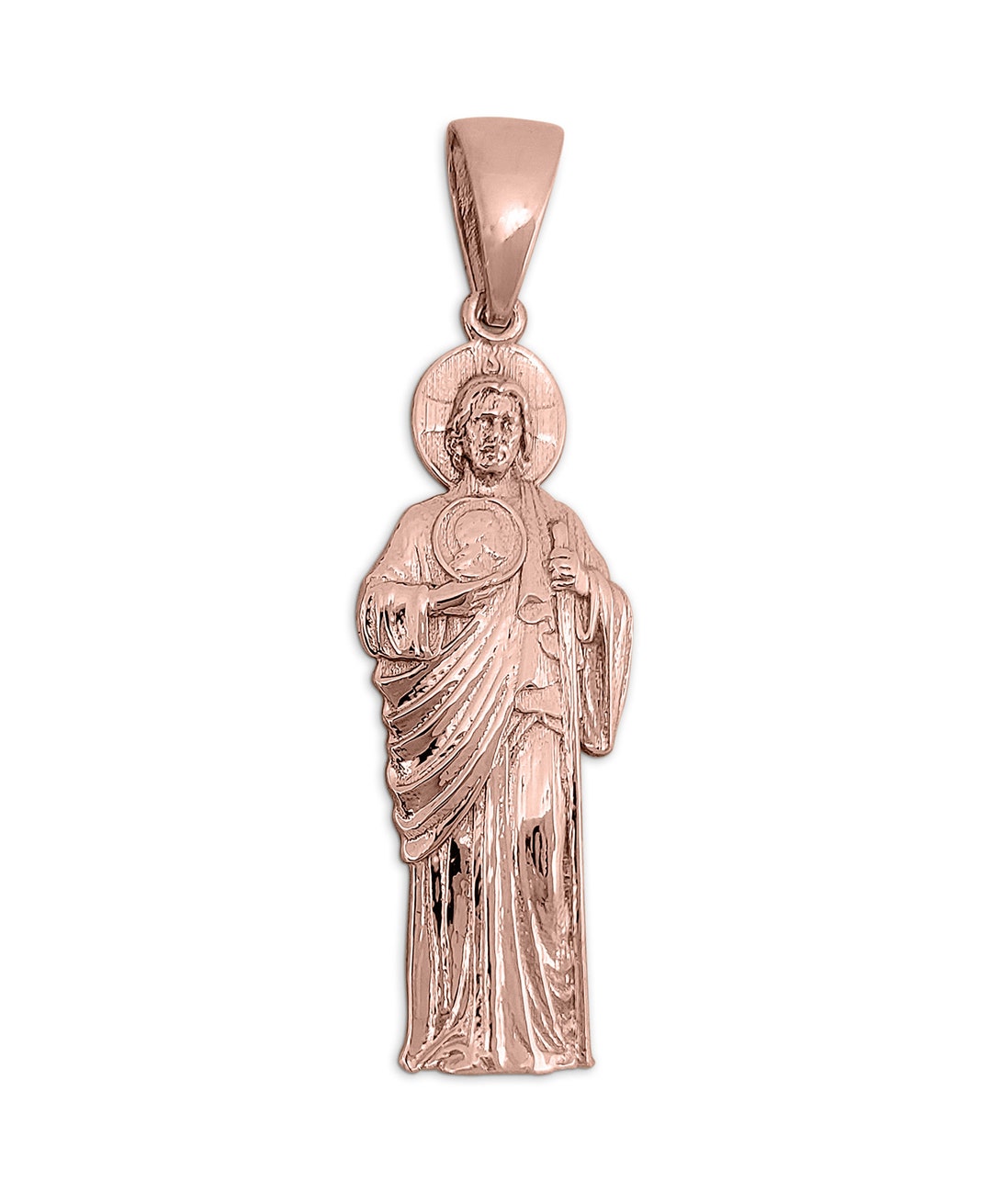 Real 18K Rose Gold Saint Jude Thaddeus Pendant Patron Saint of Hope ...