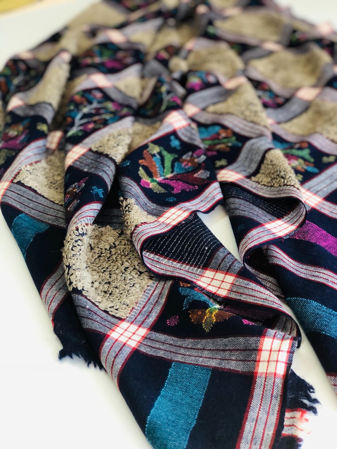 Navy Blue Towel Design Kani Pashmina Shawl | New Arrival - Etsy