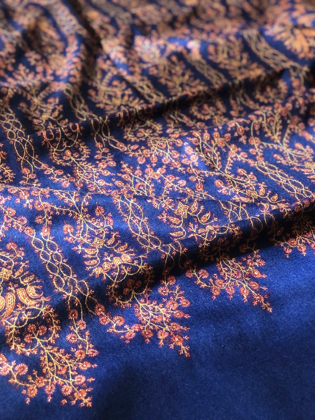 Royal Blue Tor Design Jamawar Embroidery Pashmina Shawl - Etsy