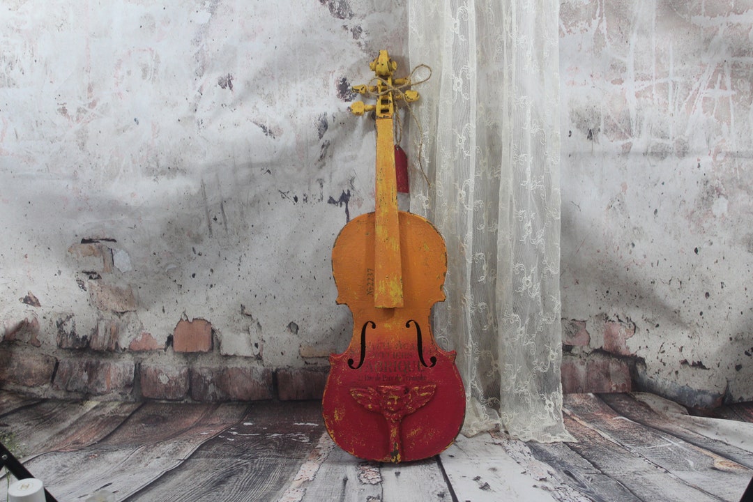 Shabby Chic Wooden Violin: Upcycled Musical Instrument Home Decor - Etsy