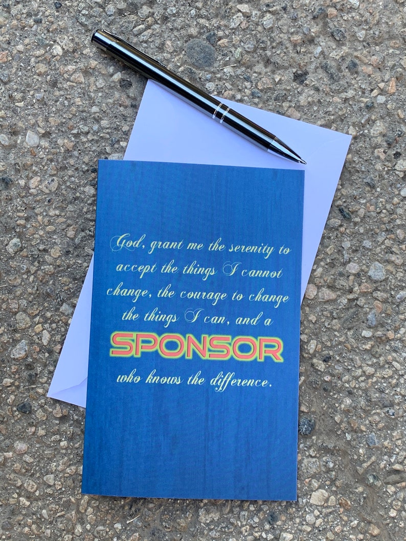 SPONSOR: Funny Sobriety Card, Serenity Prayer, Sponsee, Funny ...