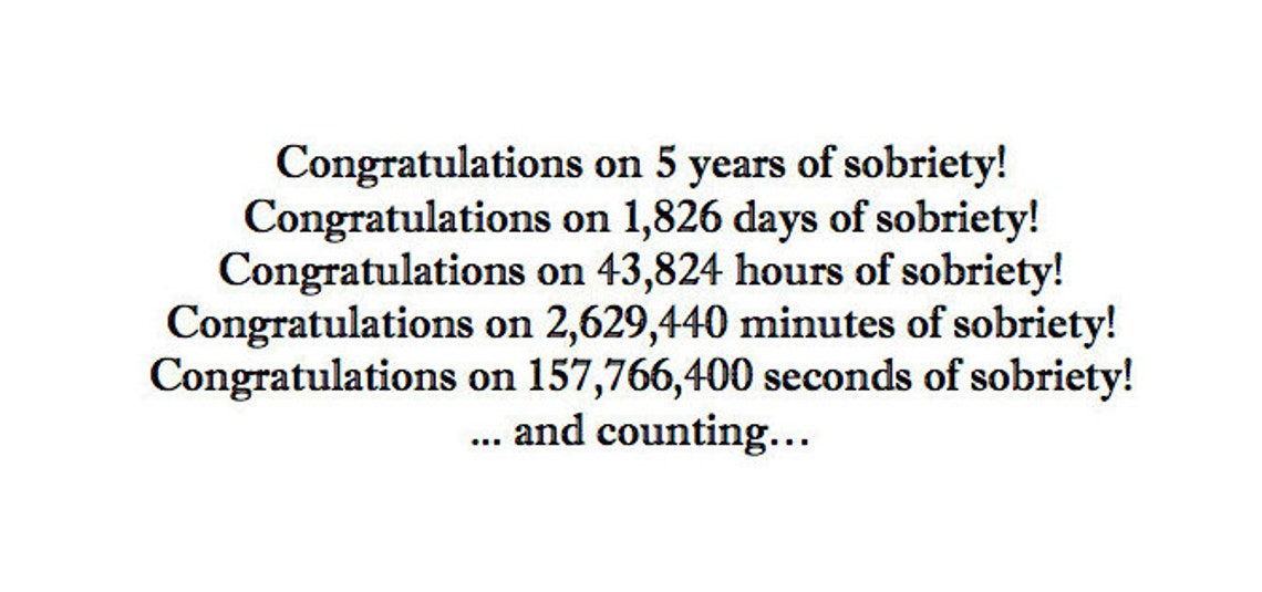 5 Years Sober Birthday Card Sobriety Card Sober Anniversary - Etsy