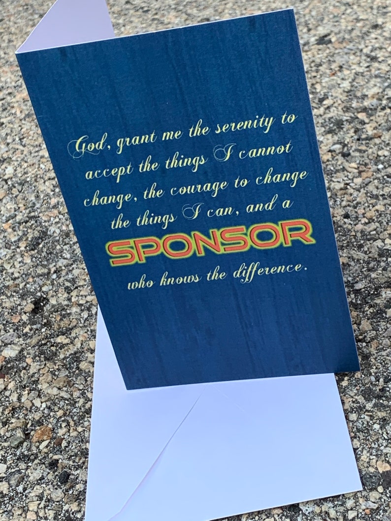SPONSOR: Funny Sobriety Card, Serenity Prayer, Sponsee, Funny ...
