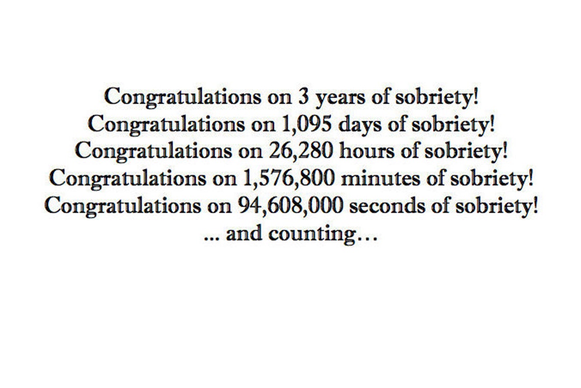 3 Years Sober Birthday Card Sobriety Card Sober Anniversary - Etsy 3 Years Sober Birthday Card Sobriety Card Sober Anniversary - Etsy