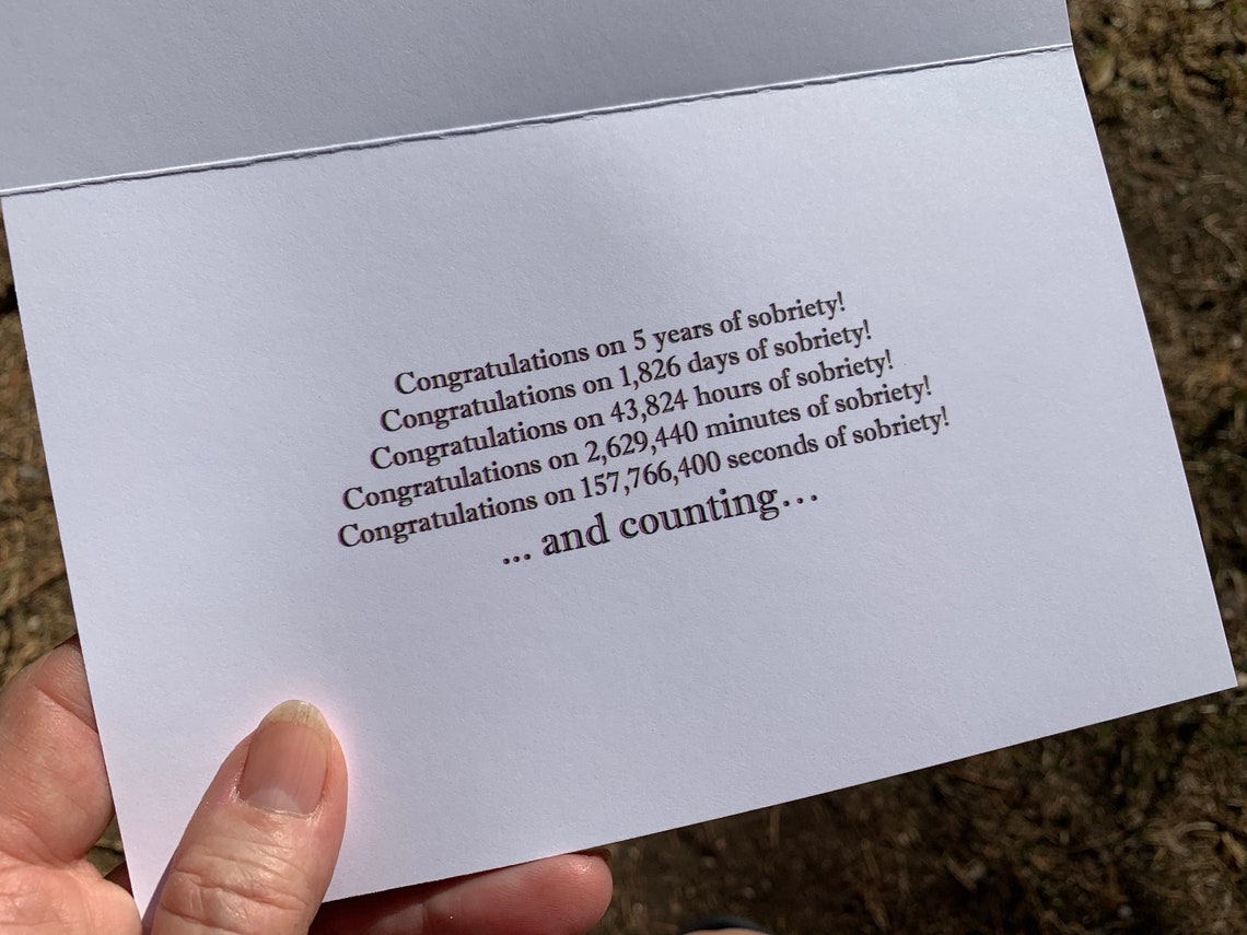 5 Years Sober Birthday Card Sobriety Card Sober Anniversary - Etsy