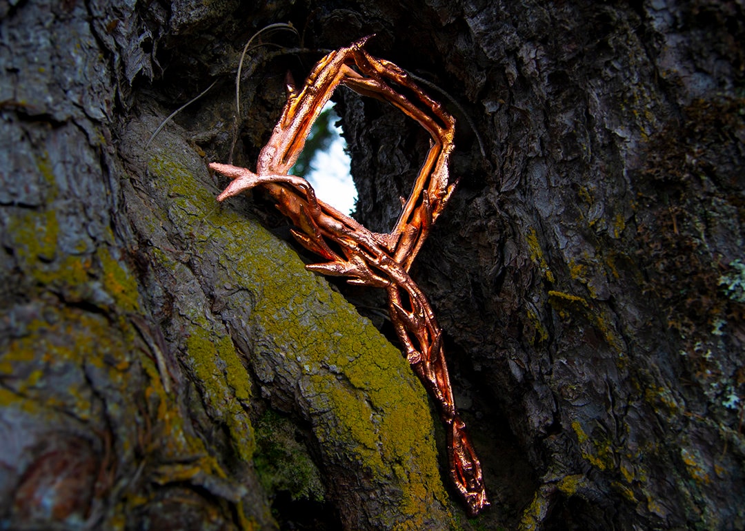 Copper Plated Magic Mirror: Cottonwood Branch Diamond Hand Mirror ...