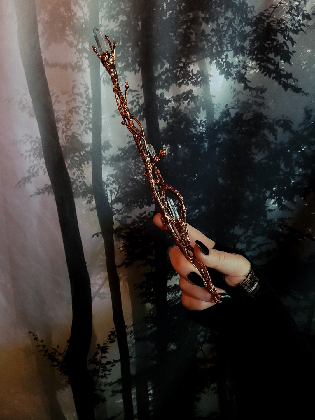 Enchanted Forest Magic Wand Tree Branch Crystal Witch Witchy Altar ...