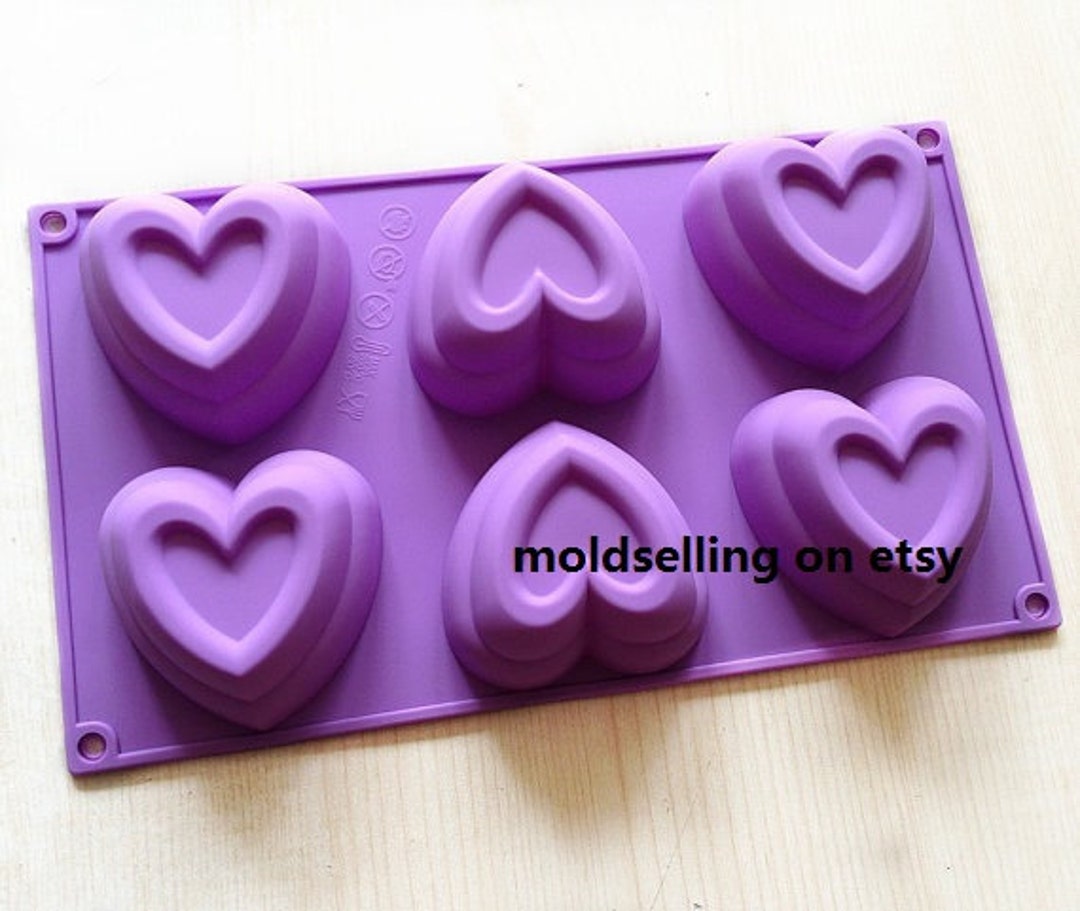 Heart in Heart Cake Mold Soap Mold Silicone Mold Soap Mould Biscuit ...