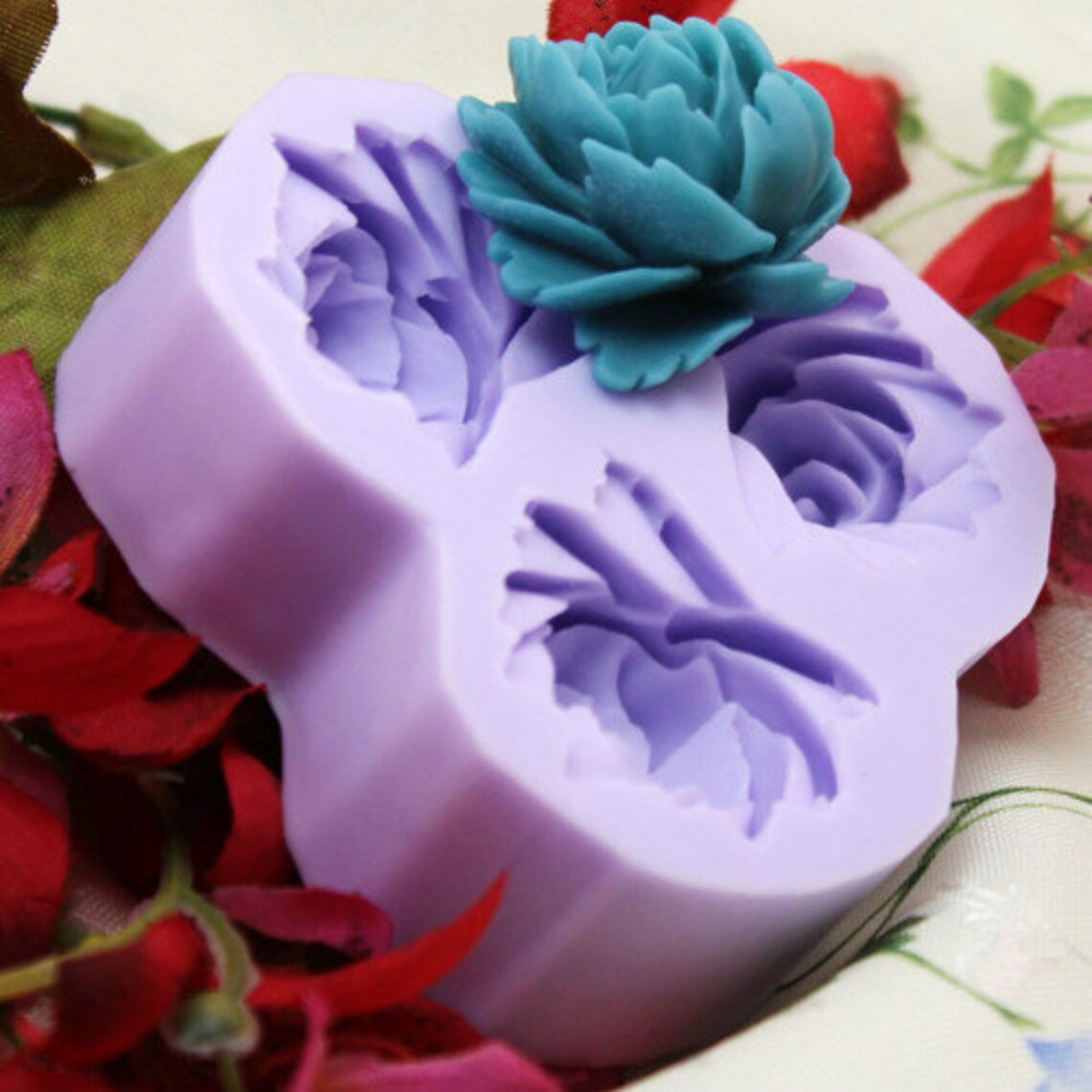 3-cavity Rose Floral Resin Mold Fondant Mold Flexible Silicone - Etsy