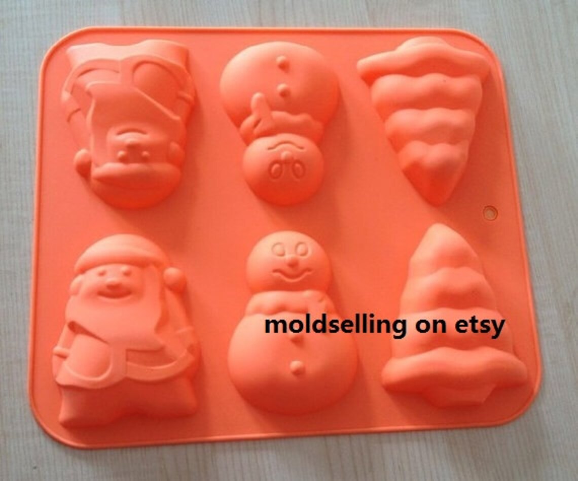 6-christmas Tree Santa Claus Snowman Cake Mold Soap Mold - Etsy