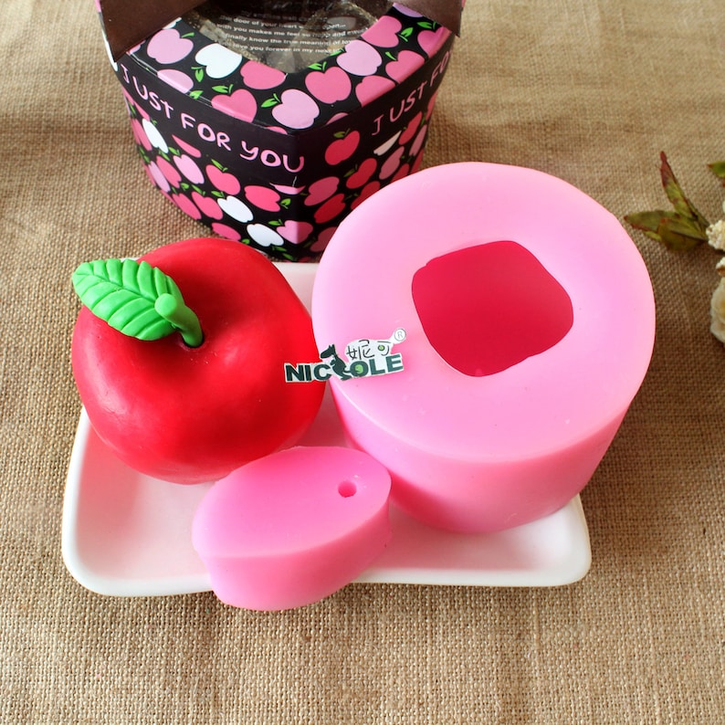 3D Apple Soap Mold Flexible Silicone Mold Candy Chocolate Mold Polymer ...