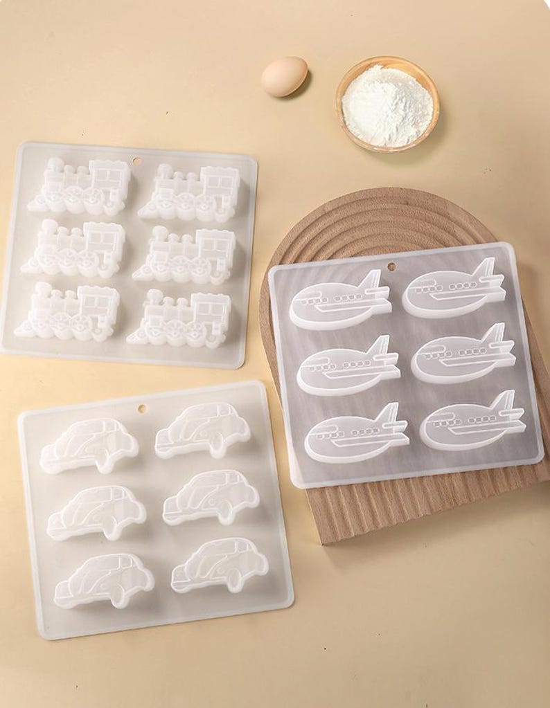 Locomotive Train Car Plane Chocolate Mold Soap Cake Mold Silicone Epoxy ...