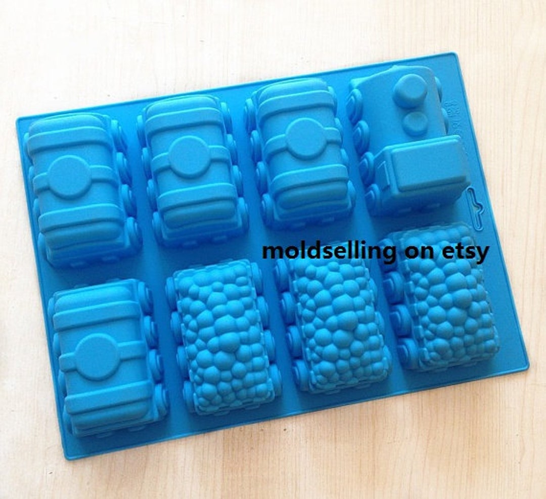 8-train Locomotive Chocolate Mold Soap Cake Mold Silicone Epoxy Mold ...