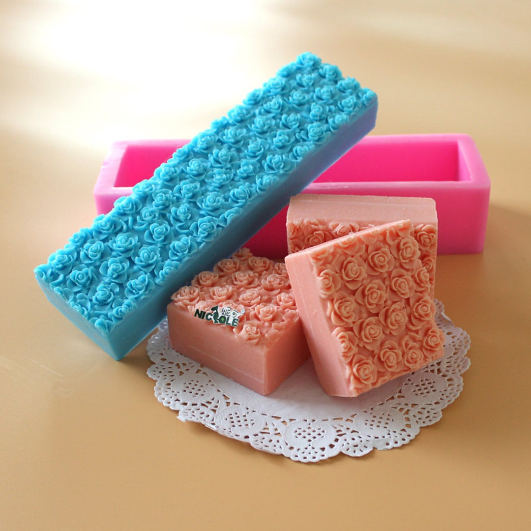 1kg Rose Floral Rectangle Soap Mold Loaf Toast Silicone Mold Soap Mould ...