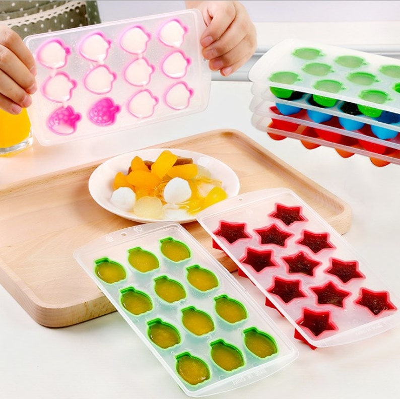 Apple Banana Grape Orange Fruit Ice Lattice Ice Mold Ice Tray Flexible ...