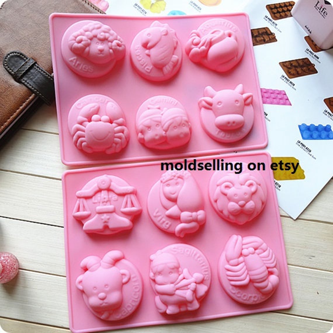 2PCS/SET Zodiac Animal Cake Mold Soap Mold Silicone Mold Soap Mould ...