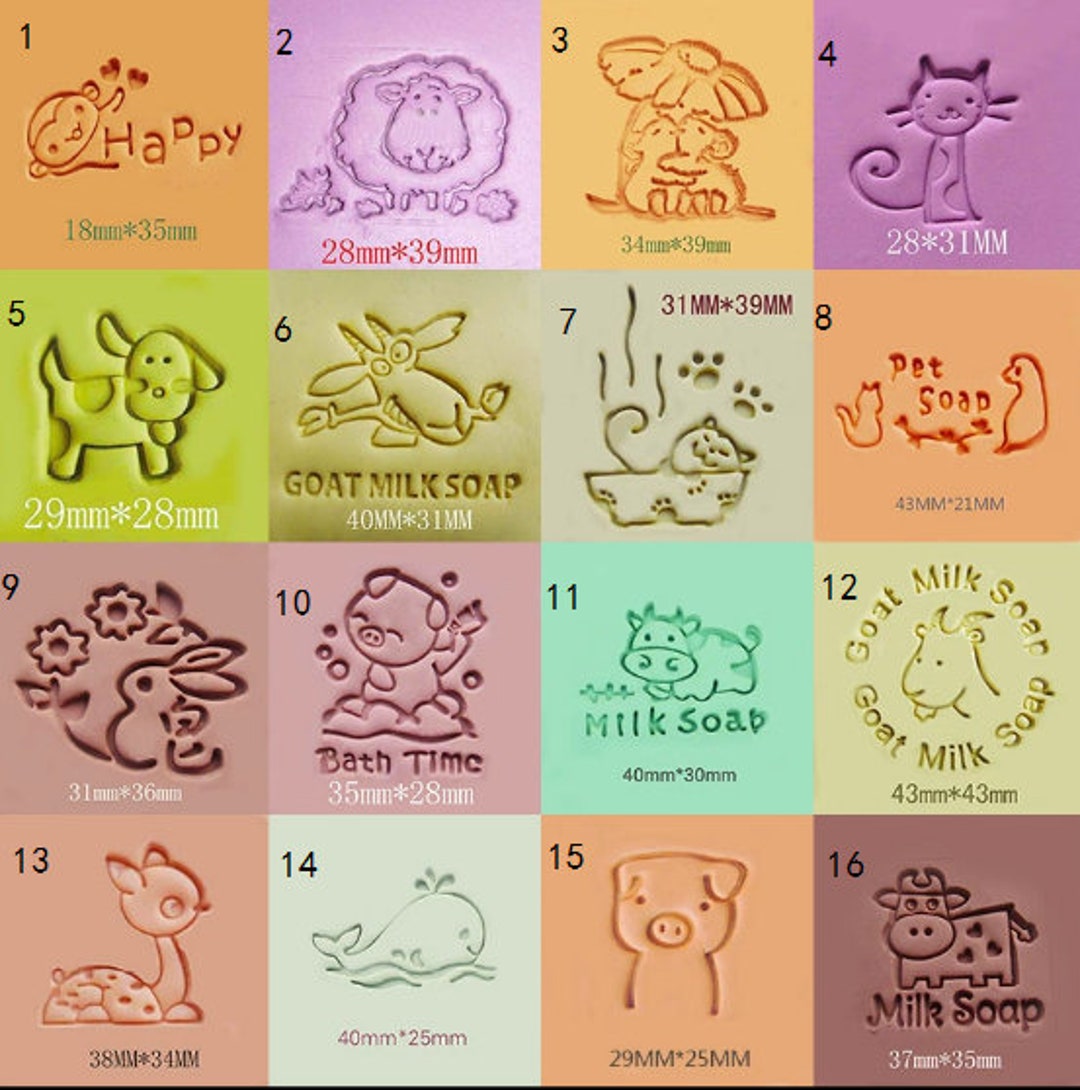 Cow Goat Cat Pig Grass Tree Resin Seal Stamp Soap Stamps Soap Candle ...