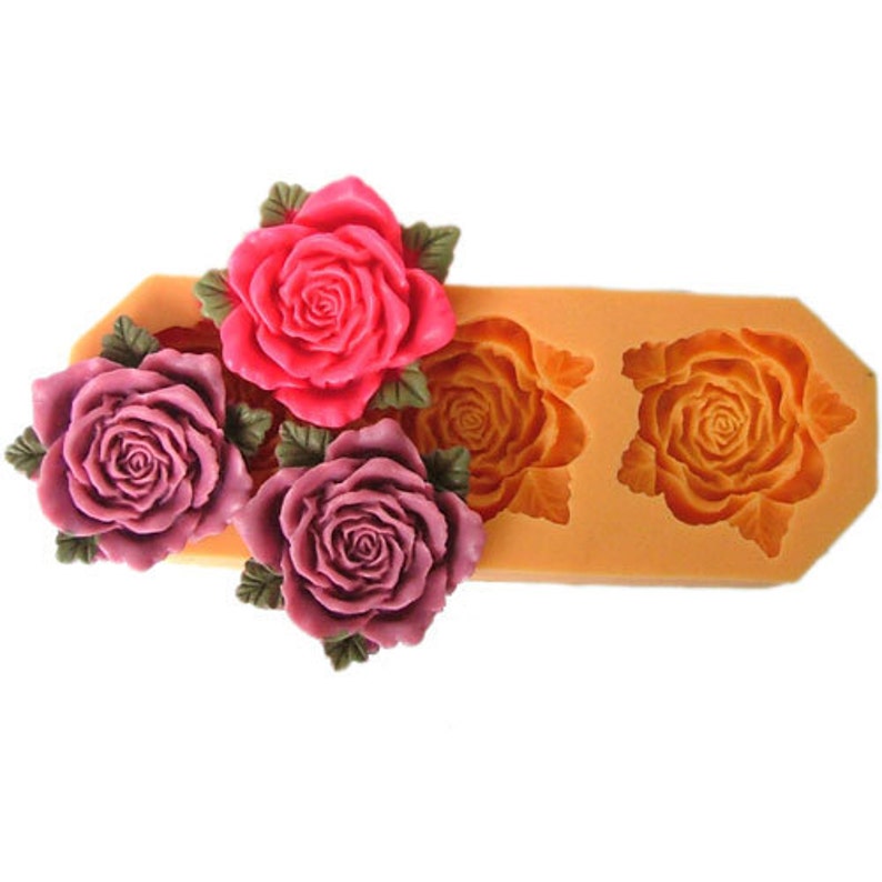 3 Cavity Rose Flower Resin Mold Fondant Mold Flexible | Etsy