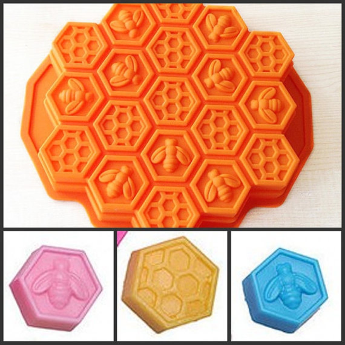 Bee Honeycomb Cake Mold Soap Mold Silicone Mold Soap Mould Biscuit Mold ...