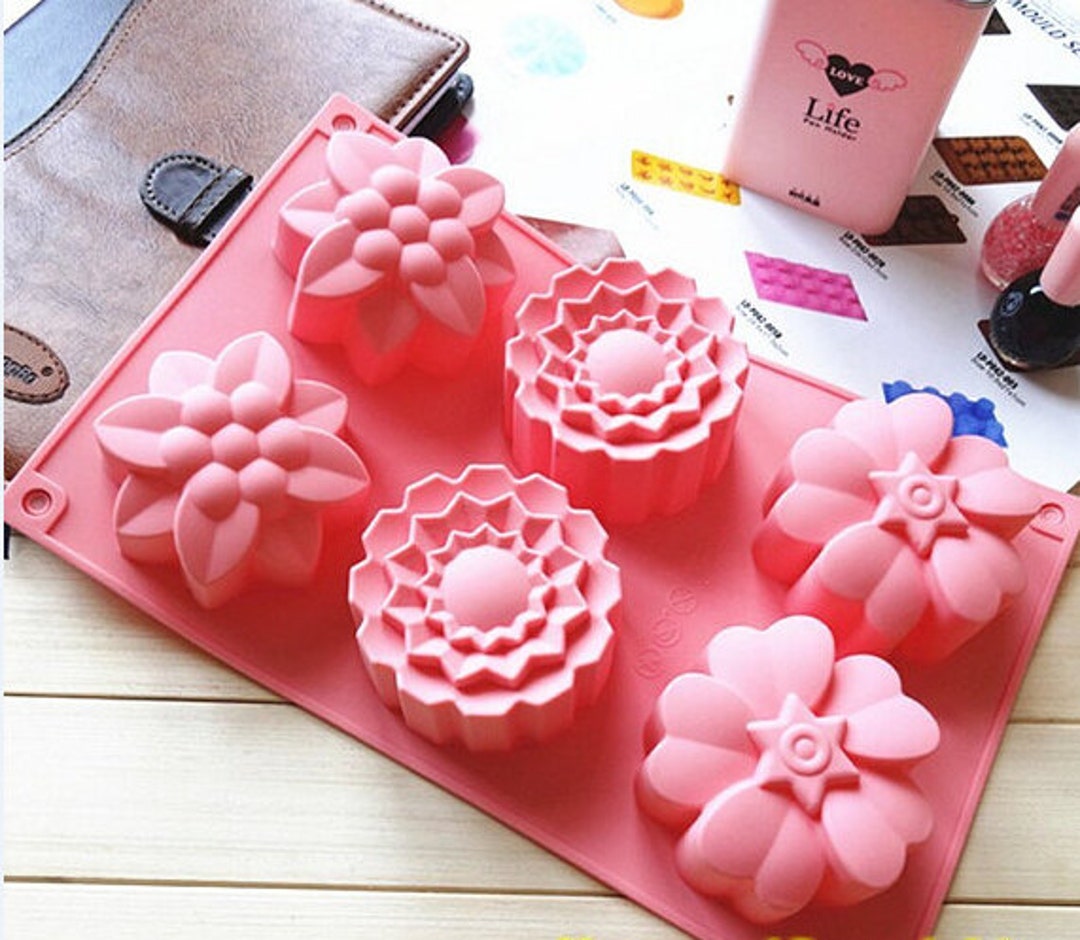 6-mix Flower Cake Mold Soap Mold Silicone Mold Biscuit Mold Baking Tool ...