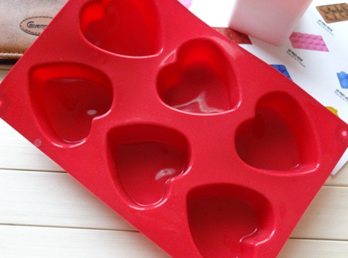 6-heart Cake Mold Soap Mold Silicone Mold Soap Mould Biscuit Mold ...